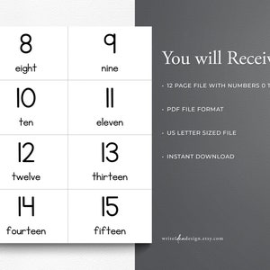 Number Words 0-100 Printable Flash Cards. Math Flash Cards. - Etsy