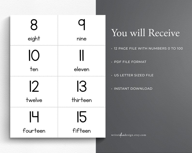 Number Words 0-100 Printable Flash Cards. Math Flash Cards. - Etsy ...