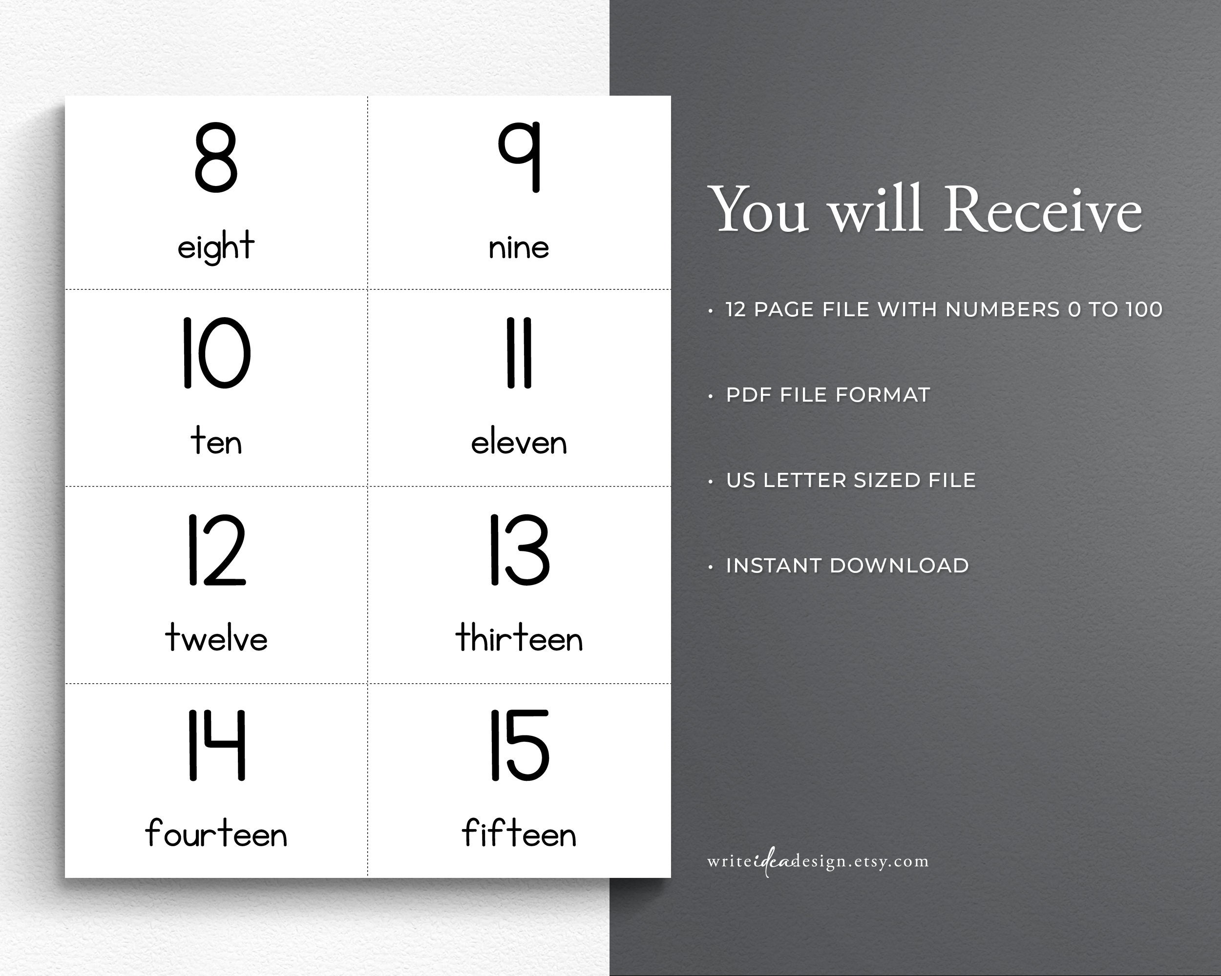 Number Words 0-100 Printable Flash Cards. Math Flash Cards. - Etsy UK