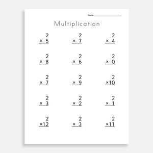 Multiplication Worksheets for 1-12. Math Worksheets. Preschool - Etsy