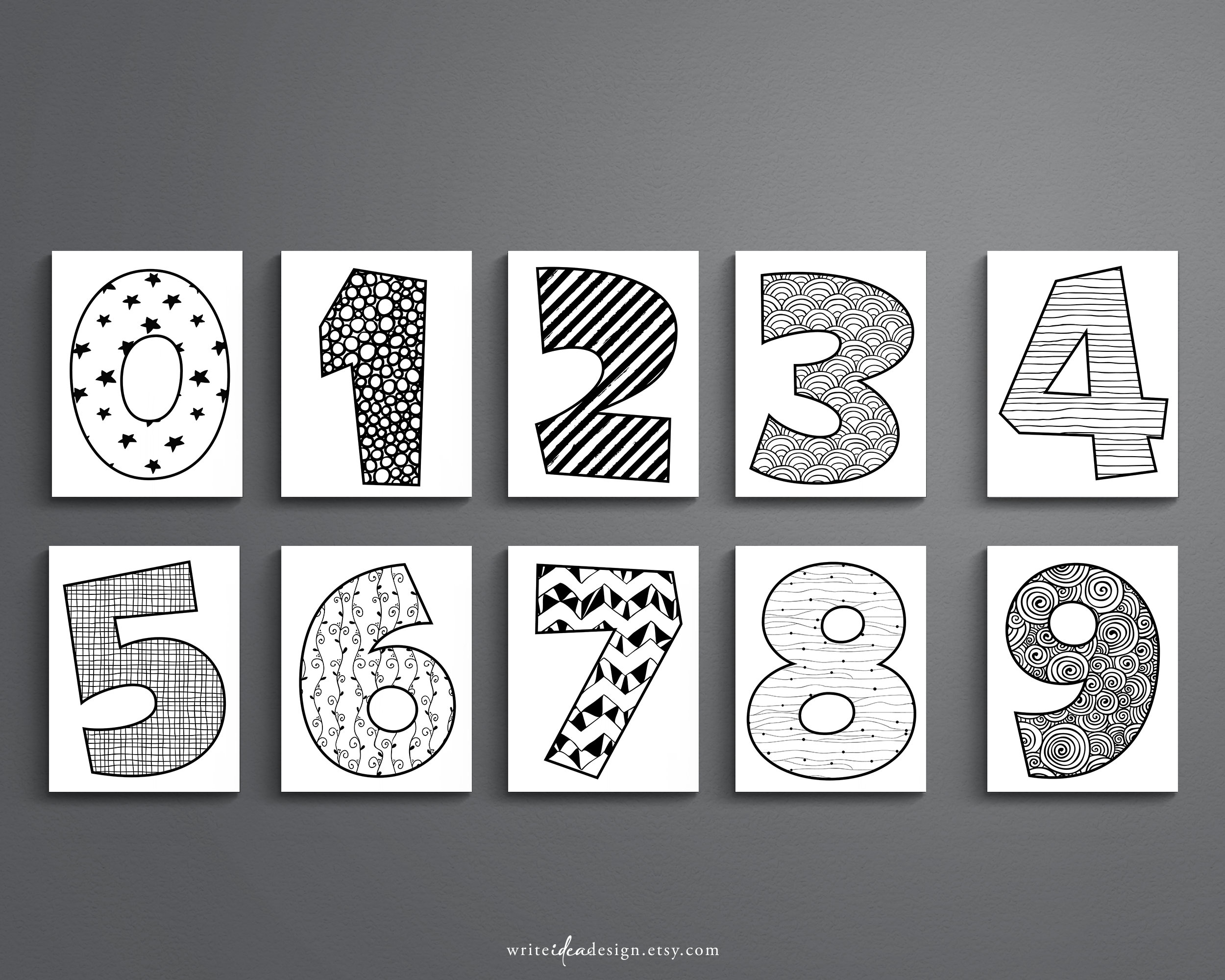 Number Coloring Pages: 0-9 Printable Designs (PDF) - Etsy