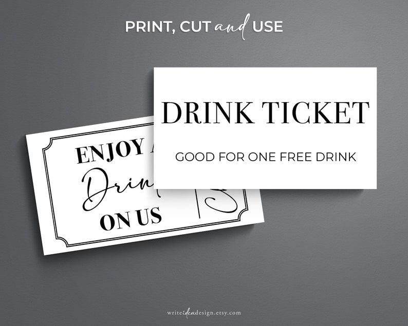 Printable Drink Ticket Templates: Wedding & Party Vouchers (PDF) - Etsy