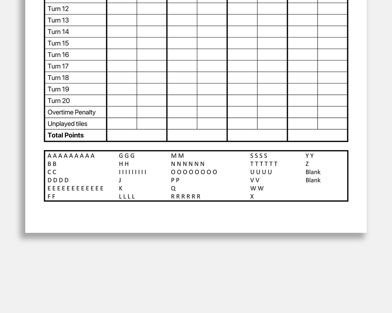 Scrabble Score Card. Printable Scrabble Score Sheet. Scrabble | Etsy ...