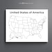 Printable Blank Us Map Usa Coloring Page Pdf Etsy