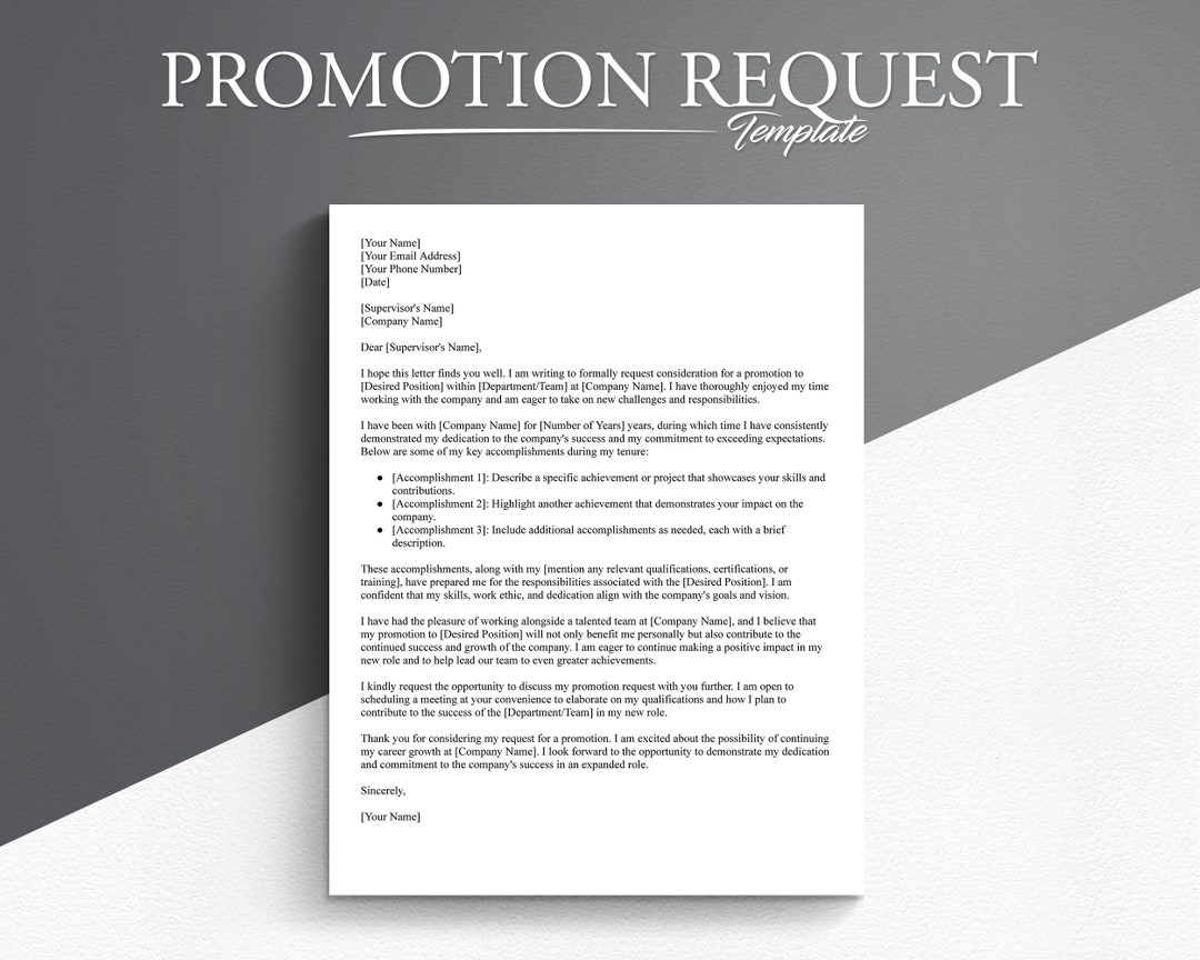 Professional Promotion Request Letter Template. Google Docs/microsoft ...