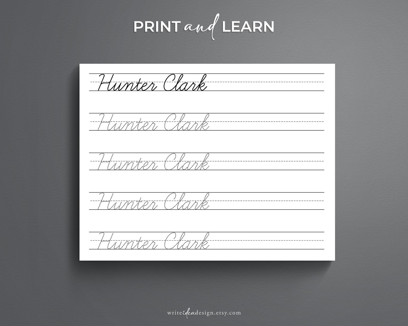 Personalized Cursive Name Tracing Sheet. Cursive Name Writing. - Etsy UK