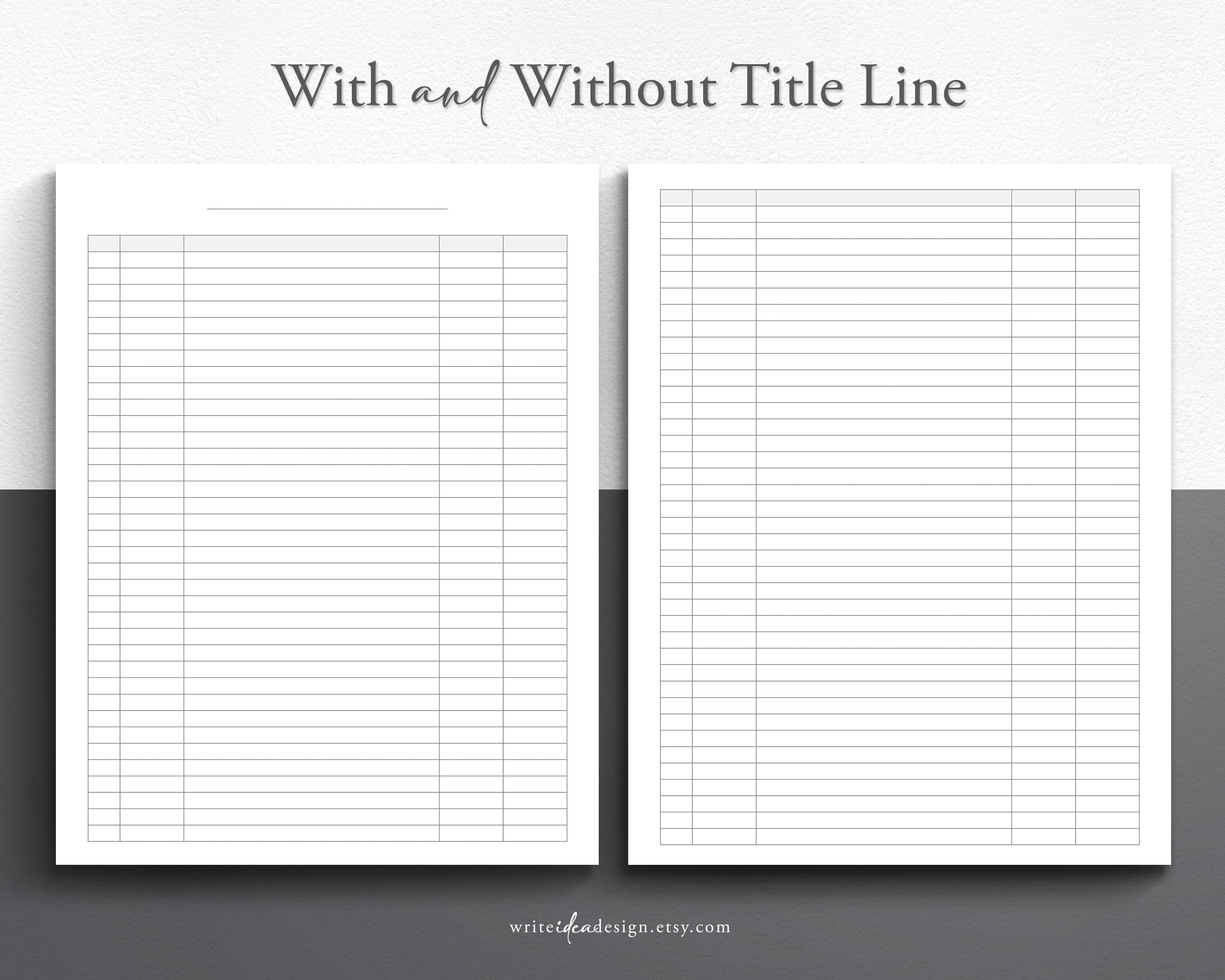 Printable Transaction Log With Customizable Columns (PDF) - Etsy
