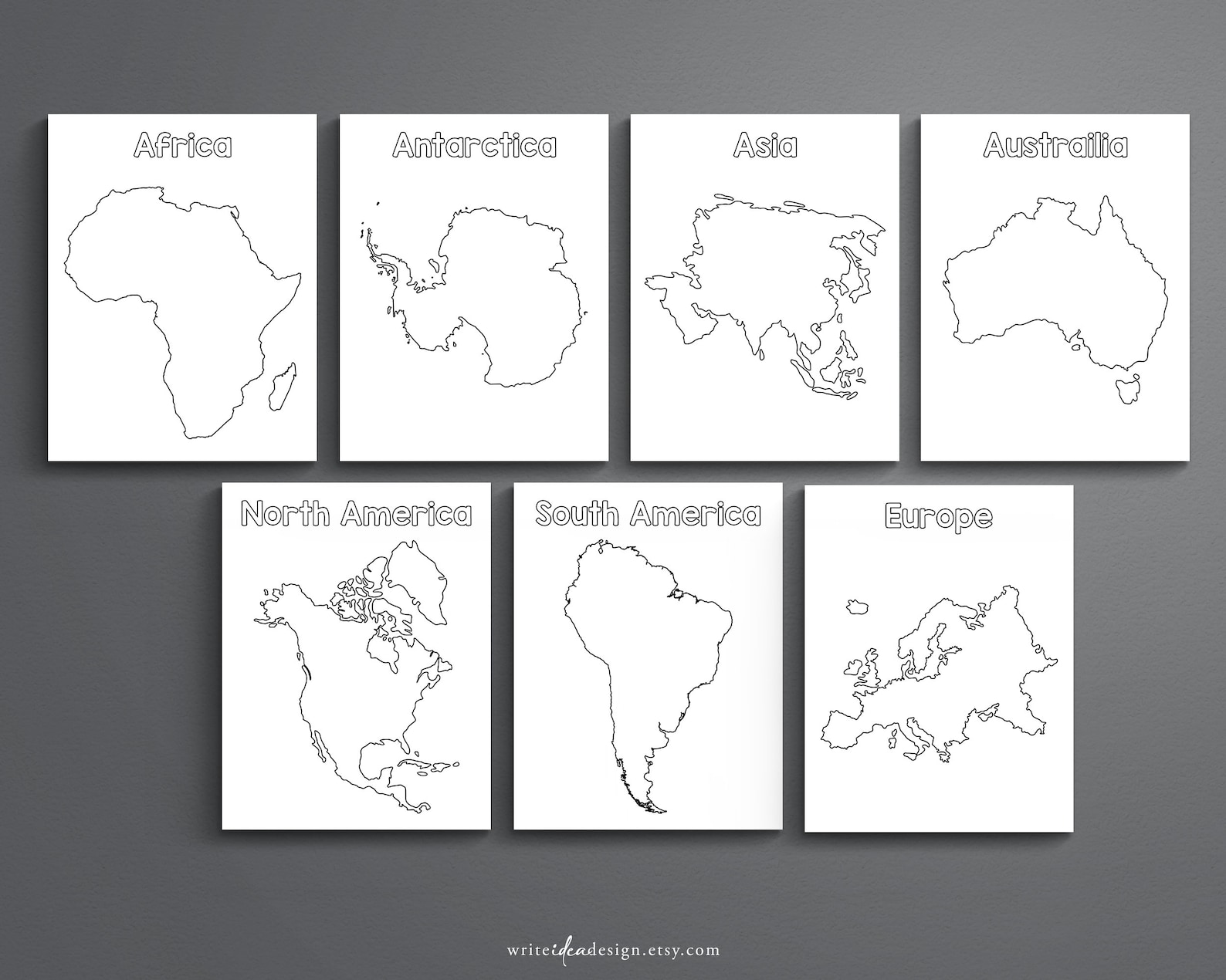 Continents Coloring Pages for Kids: Geography Color Page (PDF) - Etsy