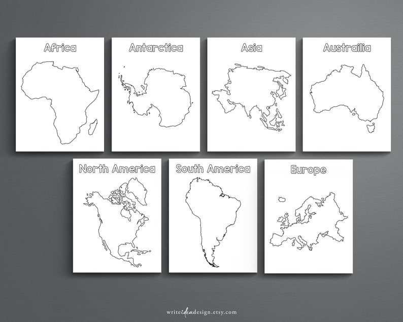 Continents Coloring Pages for Kids: Geography Color Page (PDF) - Etsy