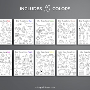 Learn Colors Printable: Kids Coloring Pages Set (digital Download) - Etsy