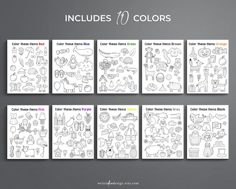 Learn Colors Printable: Kids Coloring Pages Set (digital Download) - Etsy