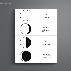 Printable Lunar Phase Flash Cards Set. Moon Phase Flash Cards. Moon ...