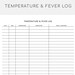 Temperature & Fever Log. Fever Chart. Sick Child Log. Sick | Etsy