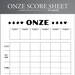 Printable Onze Score Sheet. Onze Score Pad. Onze Game Scoresheet. - Etsy