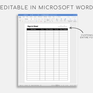 Editable Childcare Sign in Sheet. Daycare Sign In. Nursery - Etsy