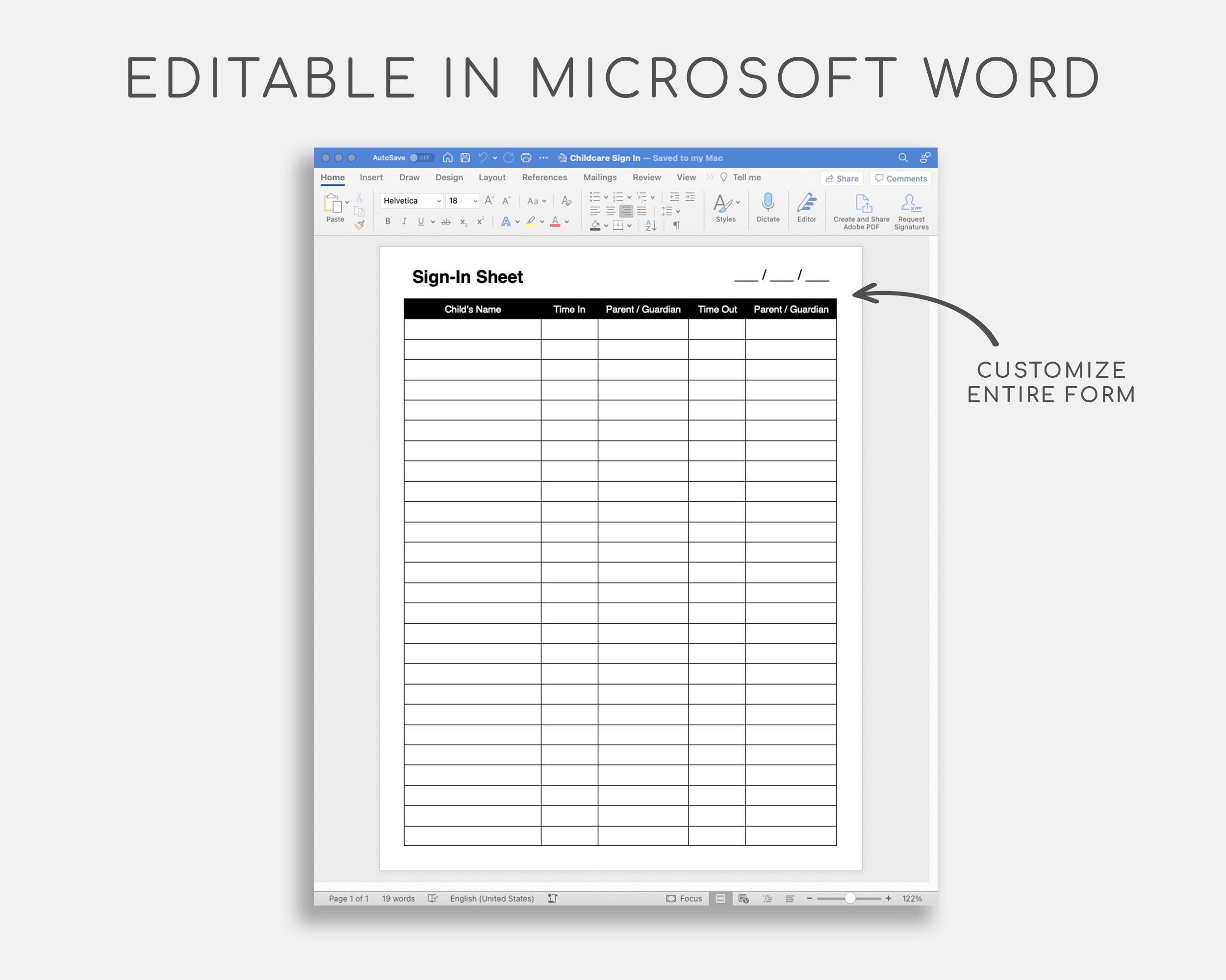 Editable Childcare Sign in Sheet. Daycare Sign In. Nursery | Etsy Australia
