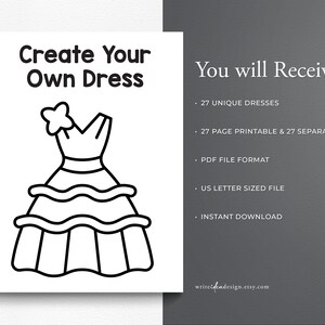 Printable Create Your Own Dress Pages | Set of 27 Dresses to Design ...