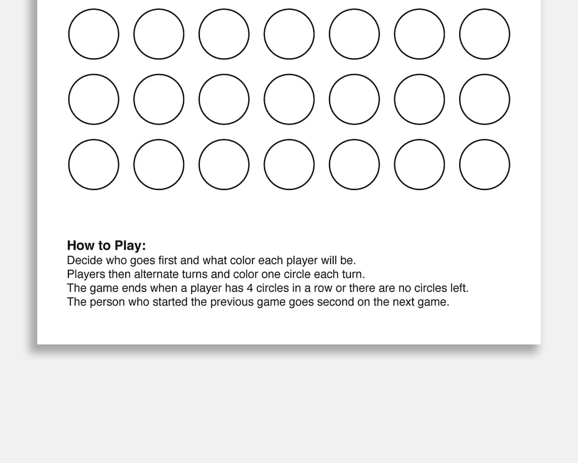 Connect 4 in a Row. Printable Game. Game for Kids. Game for - Etsy