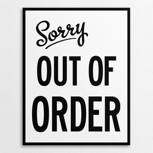 Printable Out of Order Sign in US Letter and A4 Sizes, Instant Download ...