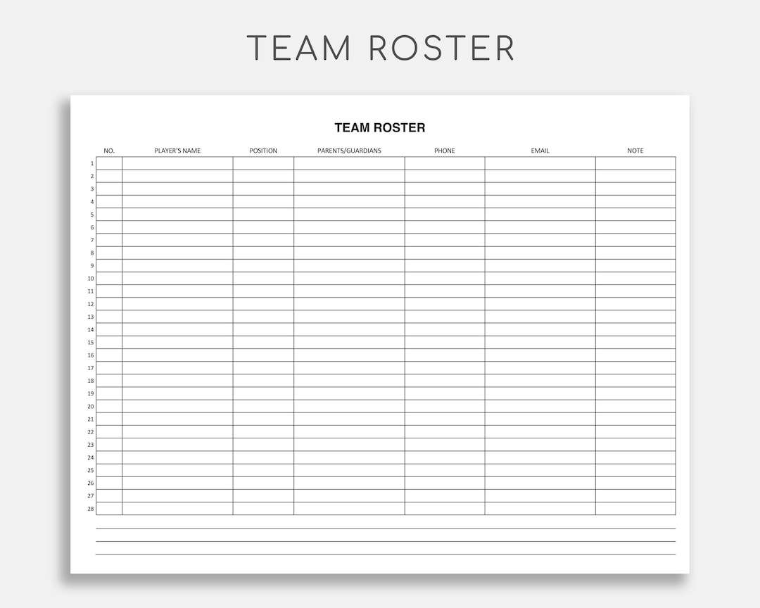 Team Roster. Google Docs/word/adobe PDF. Sports Roster - Etsy