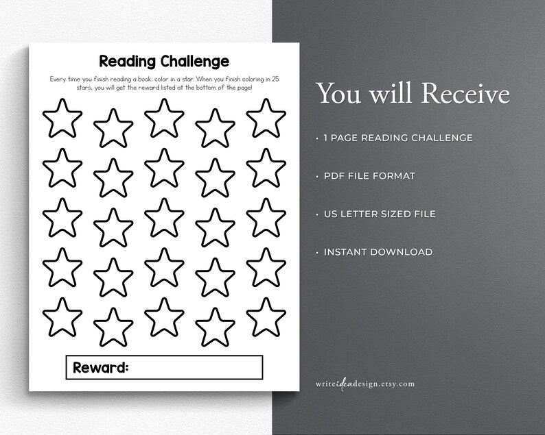 Printable Reading Challenge for Kids: Reading Reward Tracker (PDF ...