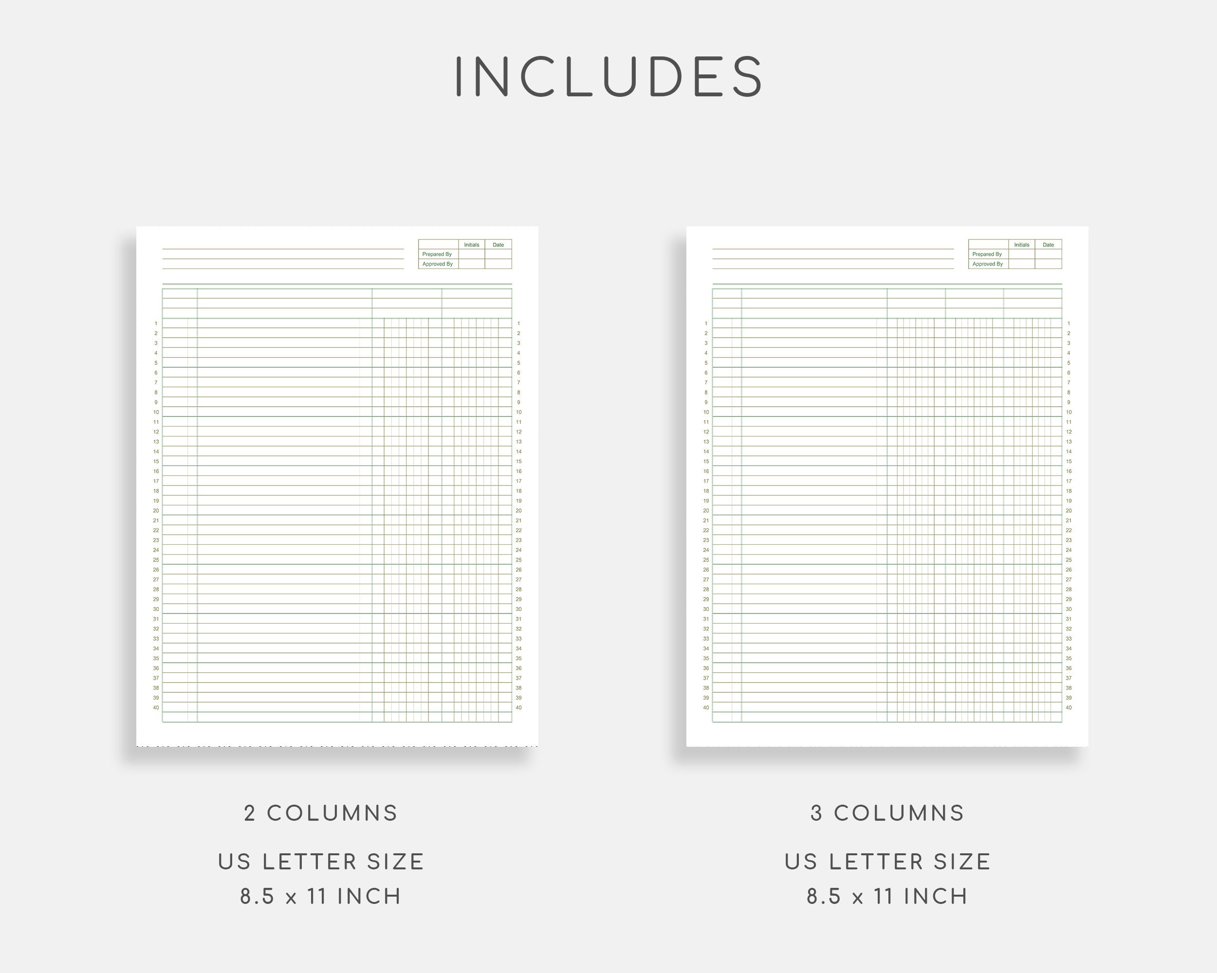 Printable Columnar Paper. Accounting Ledger. Digital Ledger - Etsy