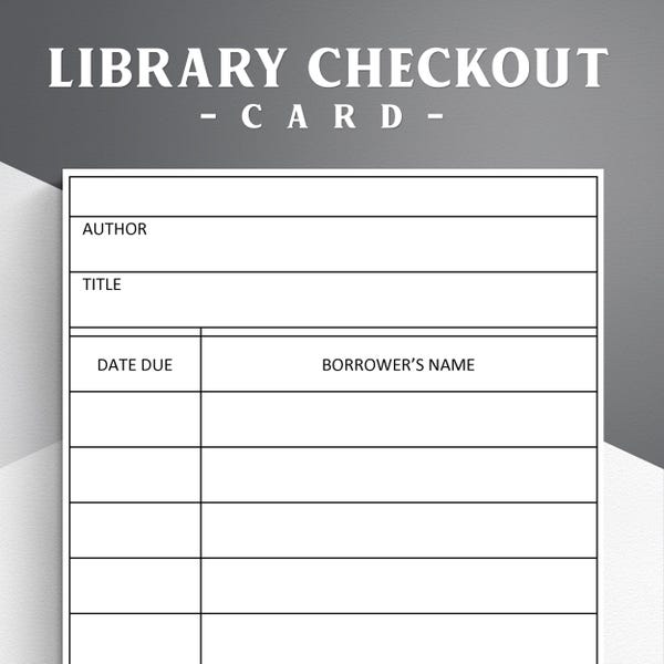 Library Checkout Cards - Etsy