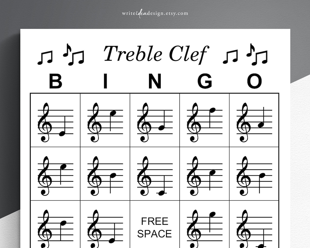 Treble Clef Bingo Game: Music Education Printable (PDF) - Etsy