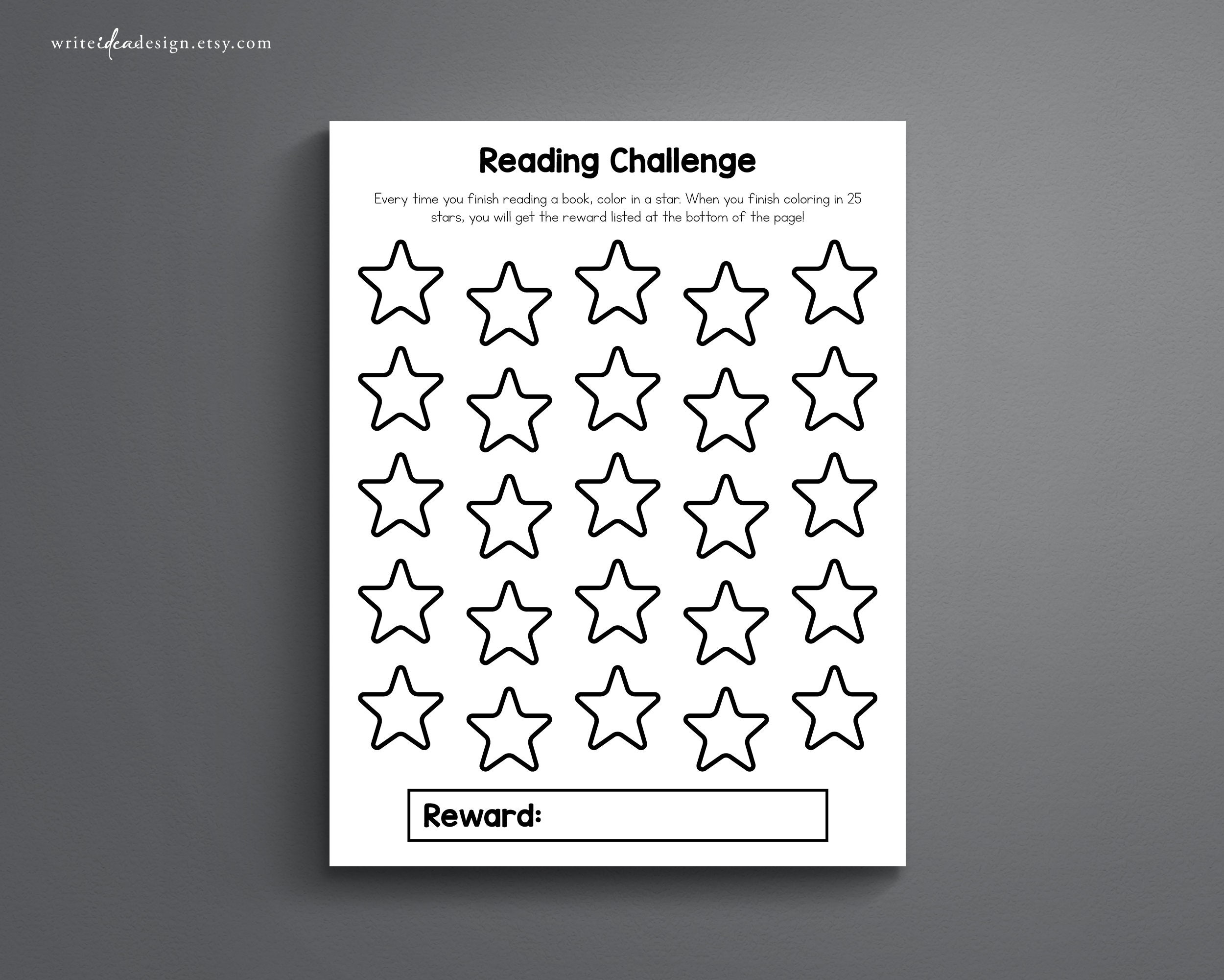 Printable Reading Challenge for Kids: Reading Reward Tracker (PDF) - Etsy