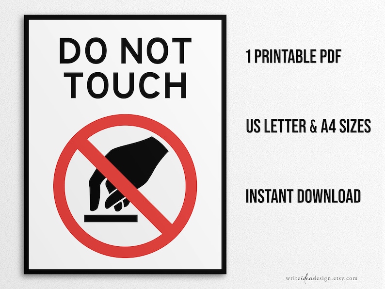 Printable Do Not Touch Sign in US Letter and A4 Sizes Instant - Etsy