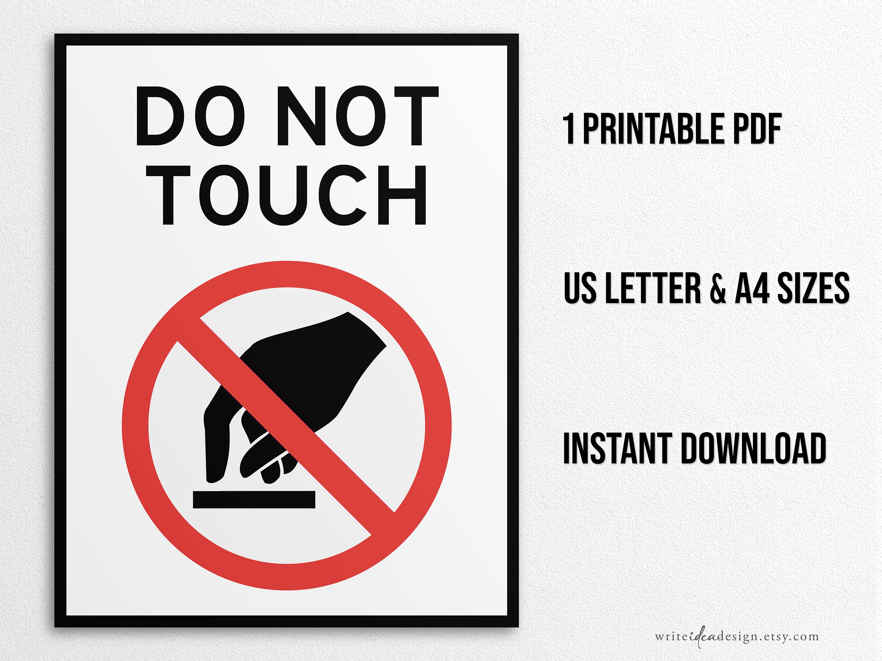 Printable Do Not Touch Sign in US Letter and A4 Sizes Instant - Etsy