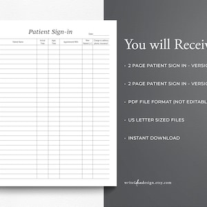 Printable Patient Sign-in Sheet: Doctor Office Check-in (PDF) - Etsy