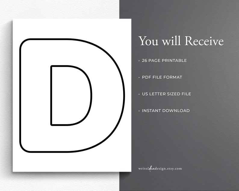 Printable Big Uppercase Letters. Printable Alphabet. 26 Pages. - Etsy