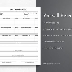 Printable Shift Handover Log: Restaurant & Retail (PDF) - Etsy