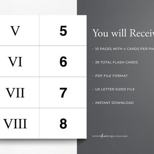 Roman Numeral Flash Cards | Printable Learning Resource (PDF) - Etsy ...