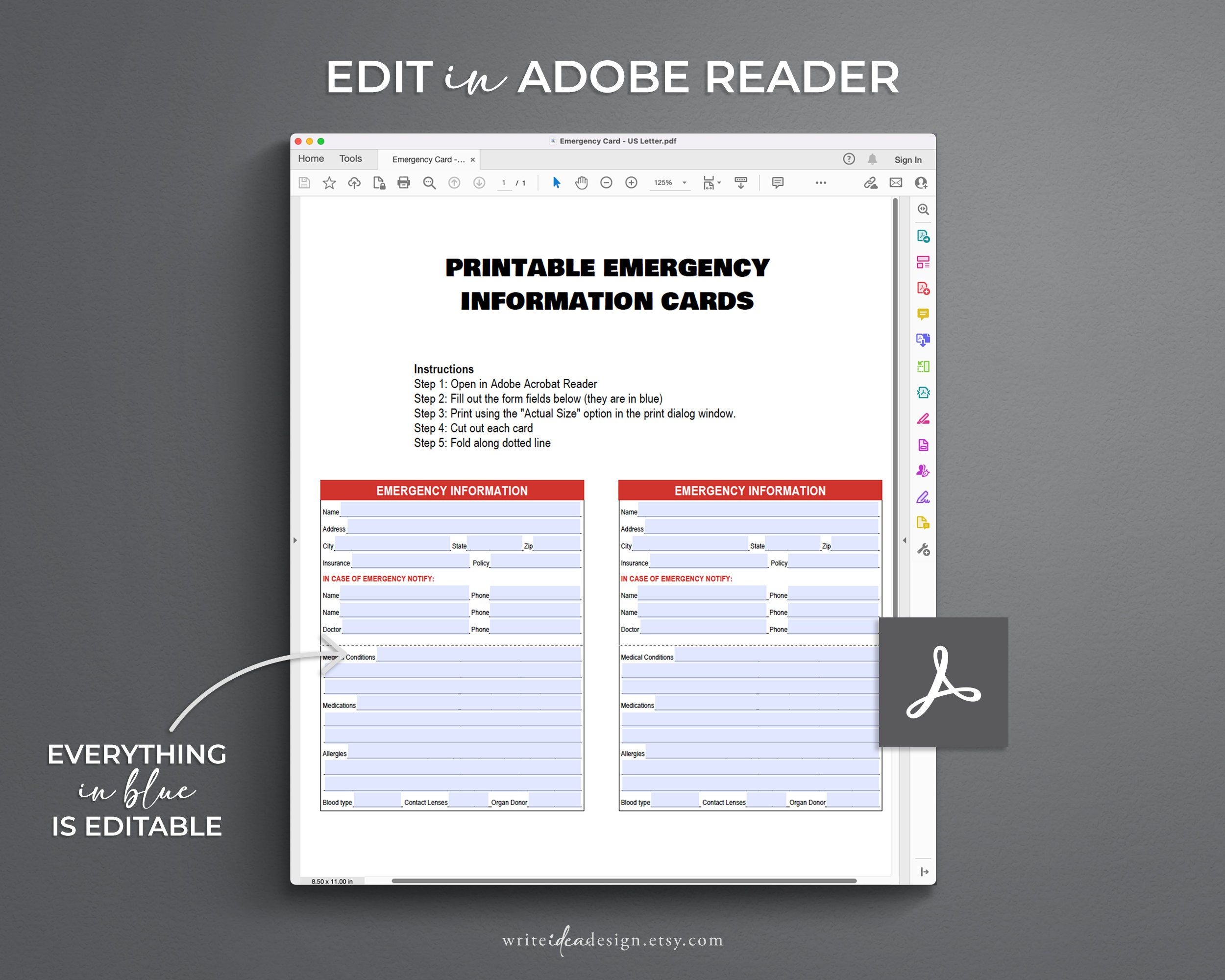 Printable Emergency Information Cards. Medical Alert ID. Medical Alert ...