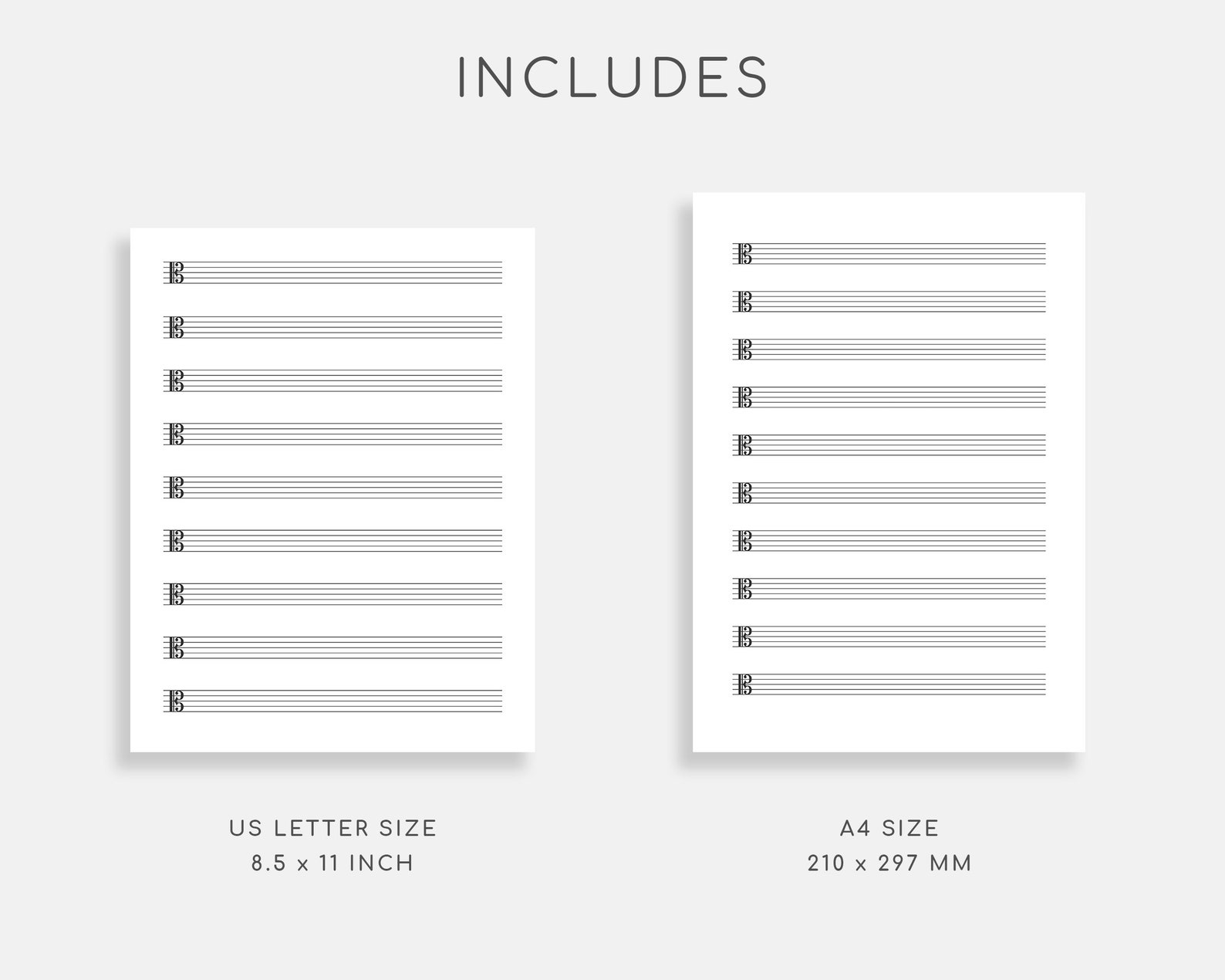 Printable Alto Clef Sheet Music for Letter/a4. Blank Music - Etsy