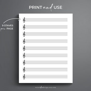 Printable Treble Clef Sheet Music for Letter/a4. Blank Music Treble ...