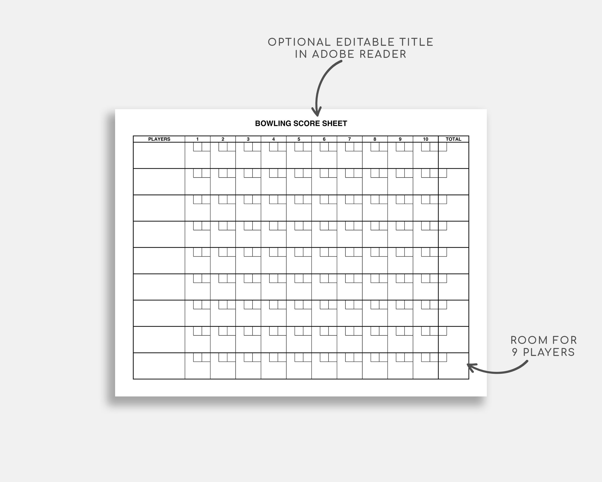 Bowling Score Sheet. Printable Bowling Score Pad. Bowling - Etsy Israel