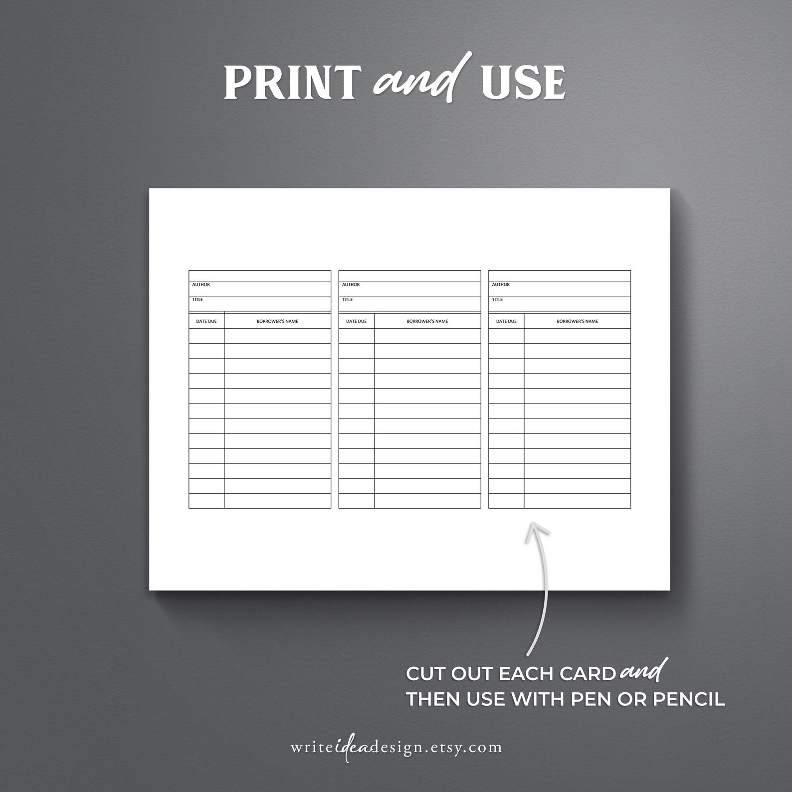Printable Library Checkout Cards: Scrapbook Project (digital Download ...