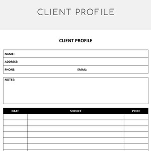 Client Profile. Customer Information Card. Client Profile - Etsy