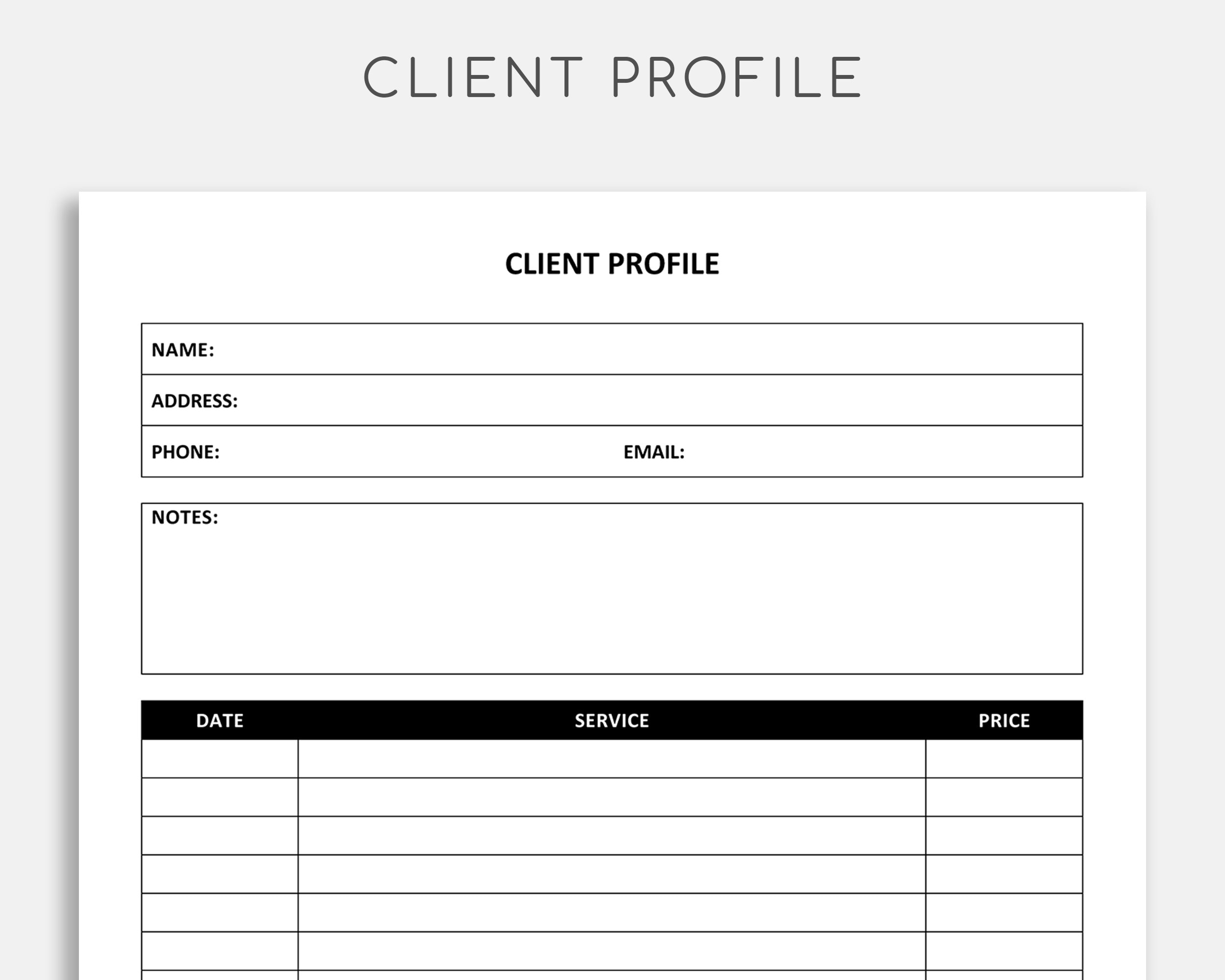 Client Profile. Customer Information Card. Client Profile - Etsy UK