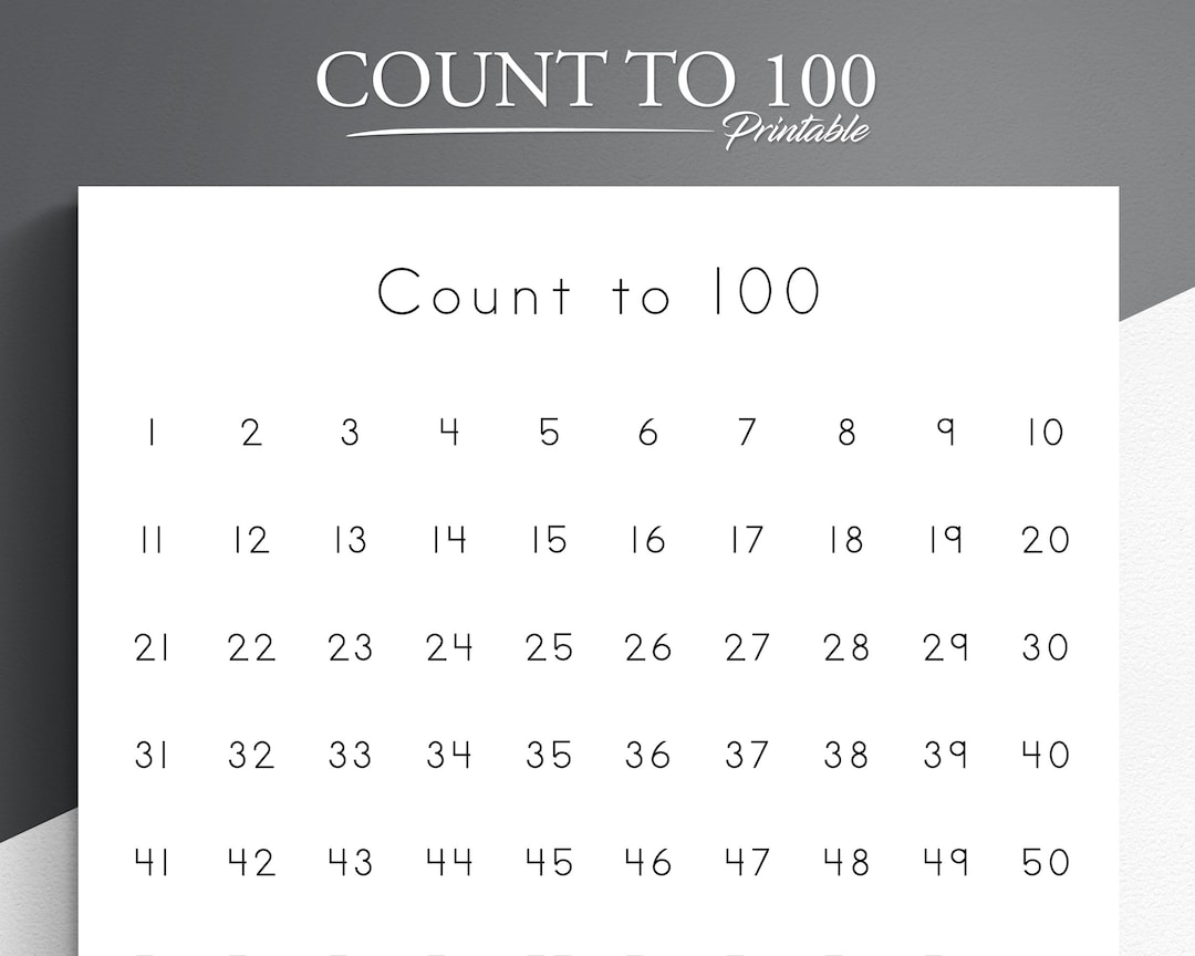 Number Chart 1-100. Printable Count to 100. Number Learning Printable ...