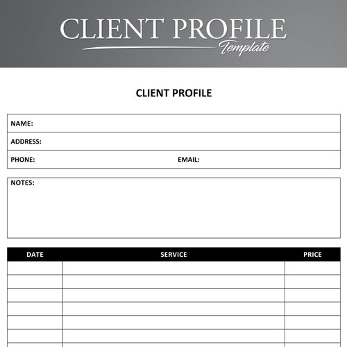 Client Profile. Customer Information Card. Client Profile - Etsy