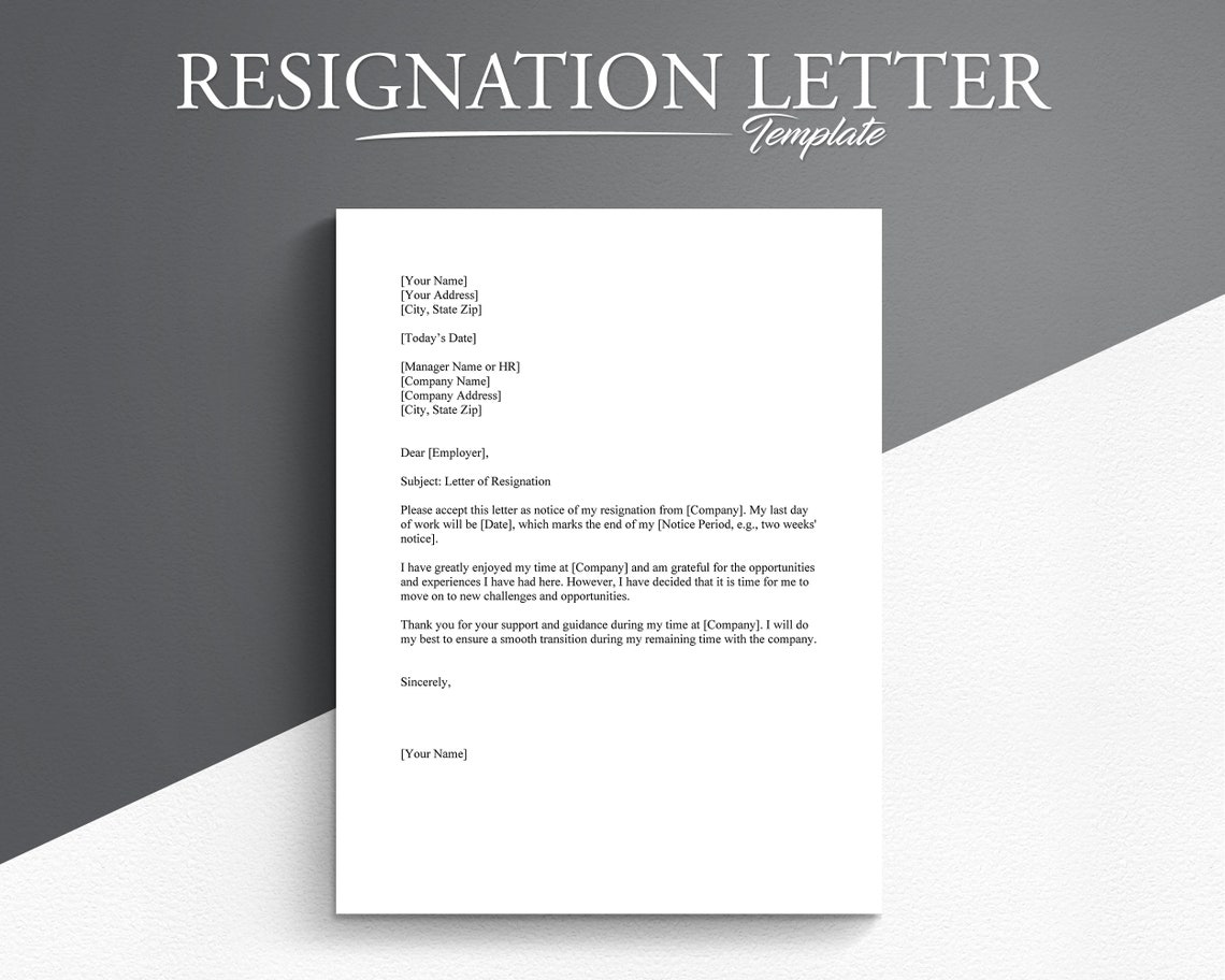 Professional Resignation Letter Template. Google - Etsy Australia