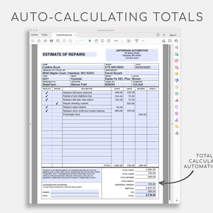 Auto Repair Estimate. Body Shop Estimate. Auto Body Estimator. - Etsy
