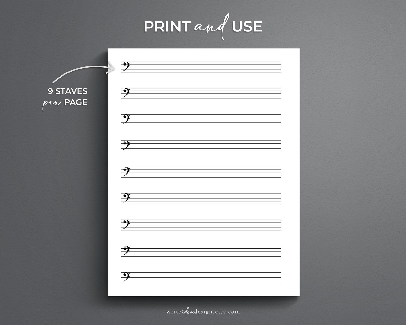 Printable Bass Clef Sheet Music for Letter/a4. Blank Music - Etsy