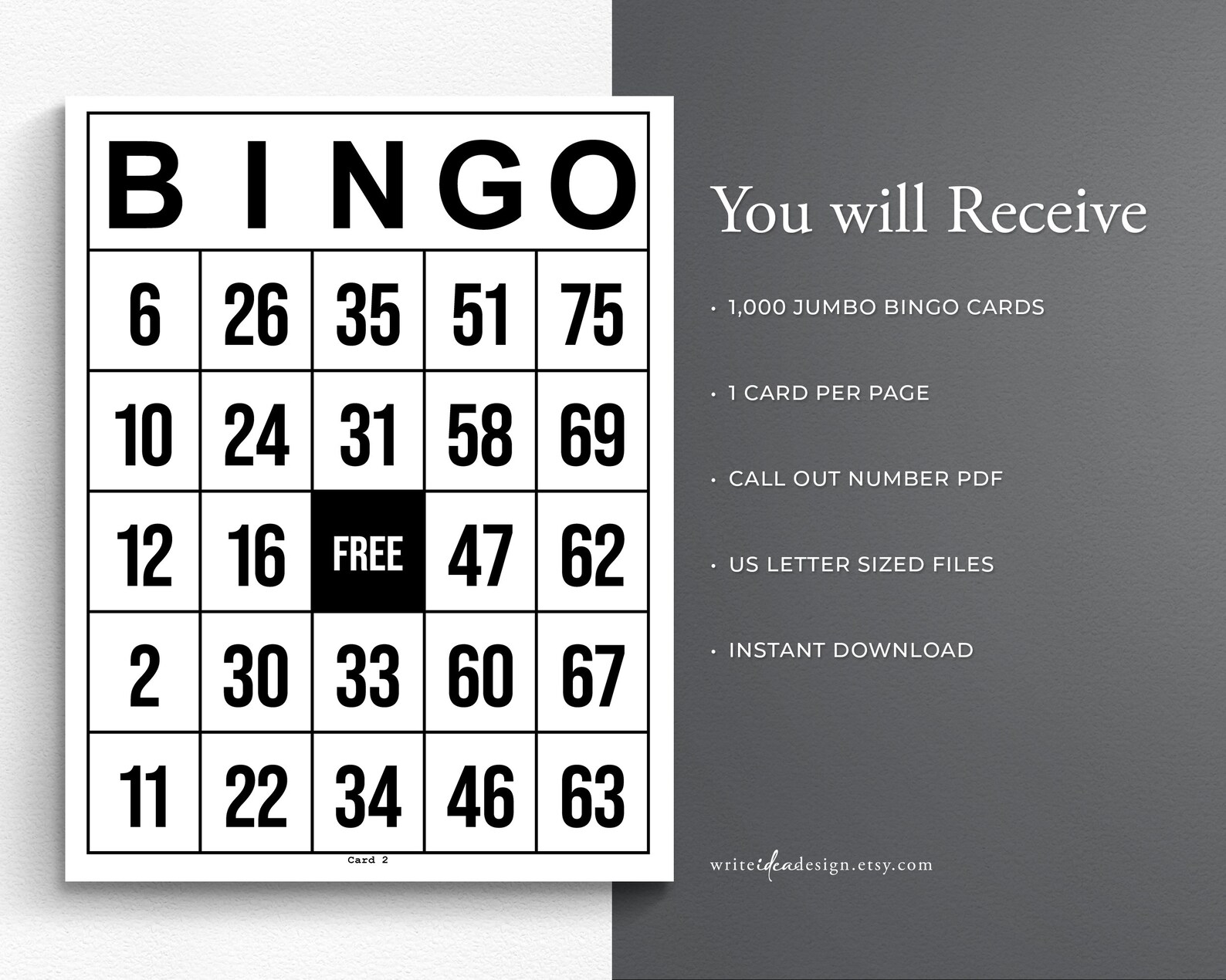 Printable Jumbo Bingo Cards: 1000 Large Print Games (PDF) - Etsy