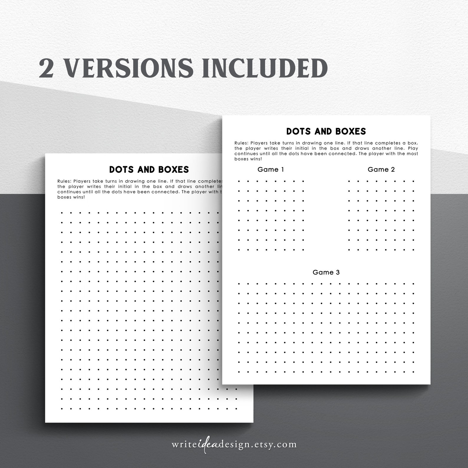 Dots and Boxes Printable Game. Dot Grid Printable Game. Pigs in a Pen ...