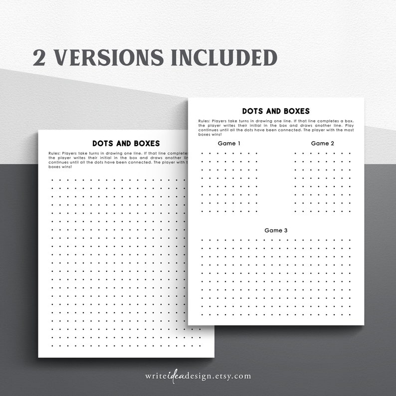 Dots and Boxes Printable Game. Dot Grid Printable Game. Pigs in a Pen ...